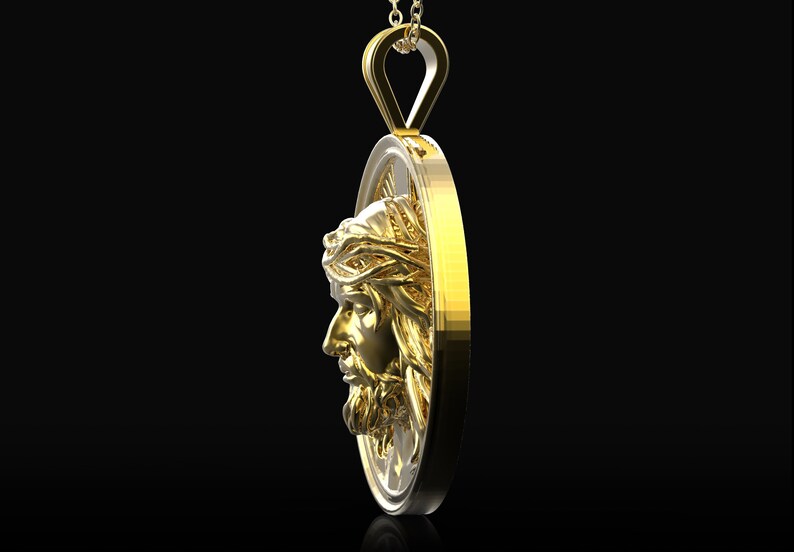 18K Gold Plated Jesus Necklace, Christ Jesus Pendant, Religious Mens ...