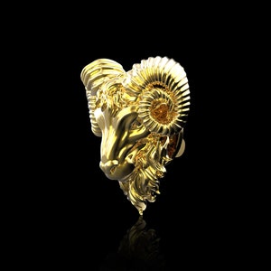 18K Gold Plated Aries Ram Head Lapel Pin, Brooch for Suit Ram Jewelry ...