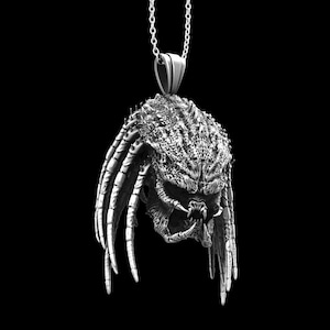 Sterling Silver Predator Pendant, Alien VS Predator Neckalce, Fantasy ...