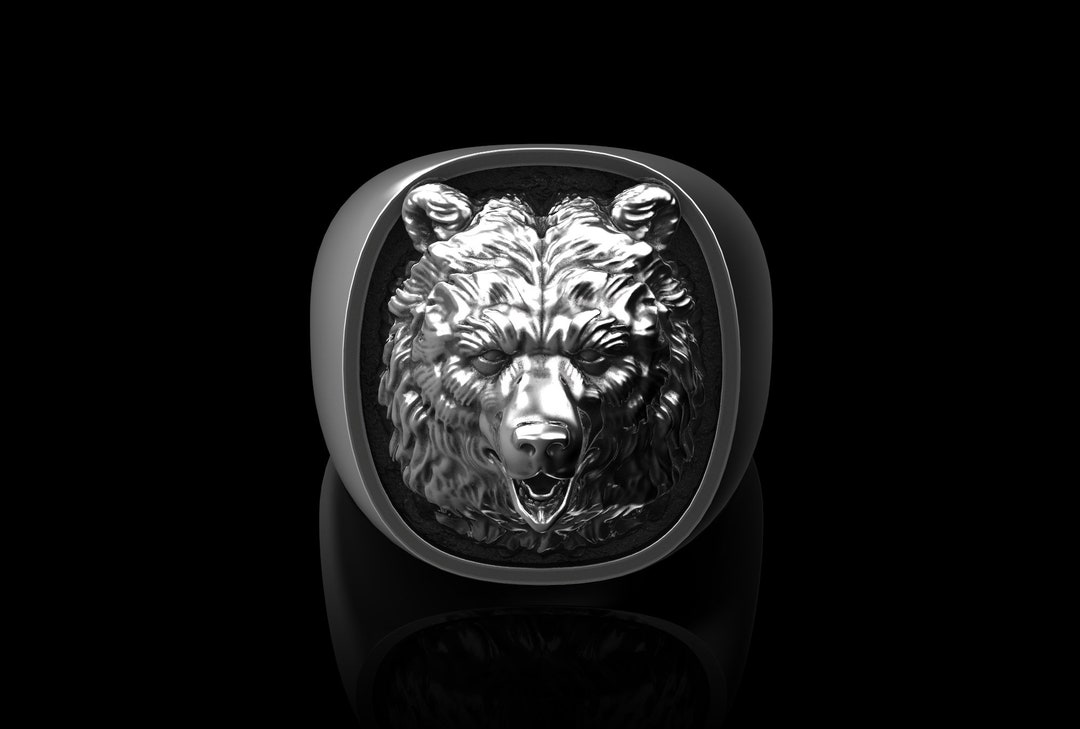 Bear Ring, Bear Silver Ring, Grizzly Bear Ring,bear Ring for Men, Mens ...