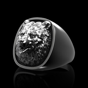 Bear Ring, Bear Silver Ring, Grizzly Bear Ring,bear Ring for Men, Mens ...