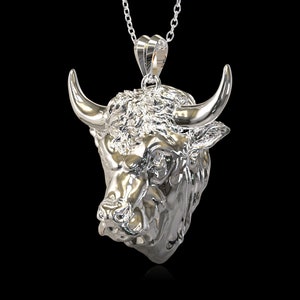 High-gloss Sterling Silverbull Head Pendant, Angry Bull Necklace ...
