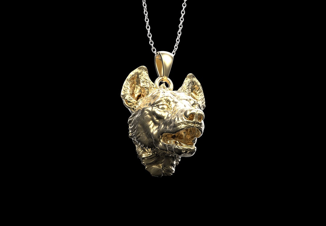 Bronze Hyena Head Pendant, Beast Gothic Necklace, Handmade Safari Wild ...