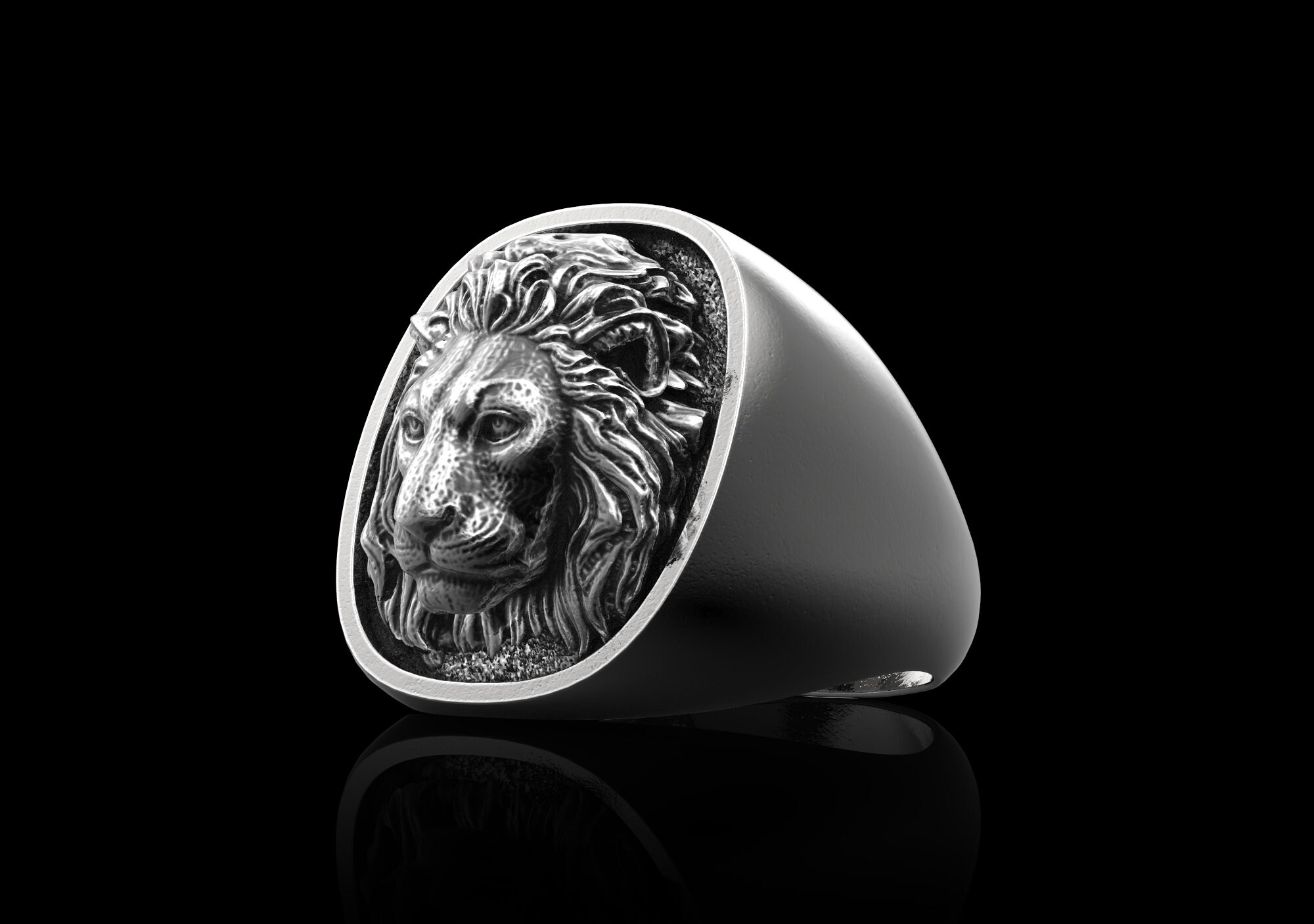 Lion Ring,silver Lion Ring,wild Lion Ring,sterling Silver Lion,men Gift ...