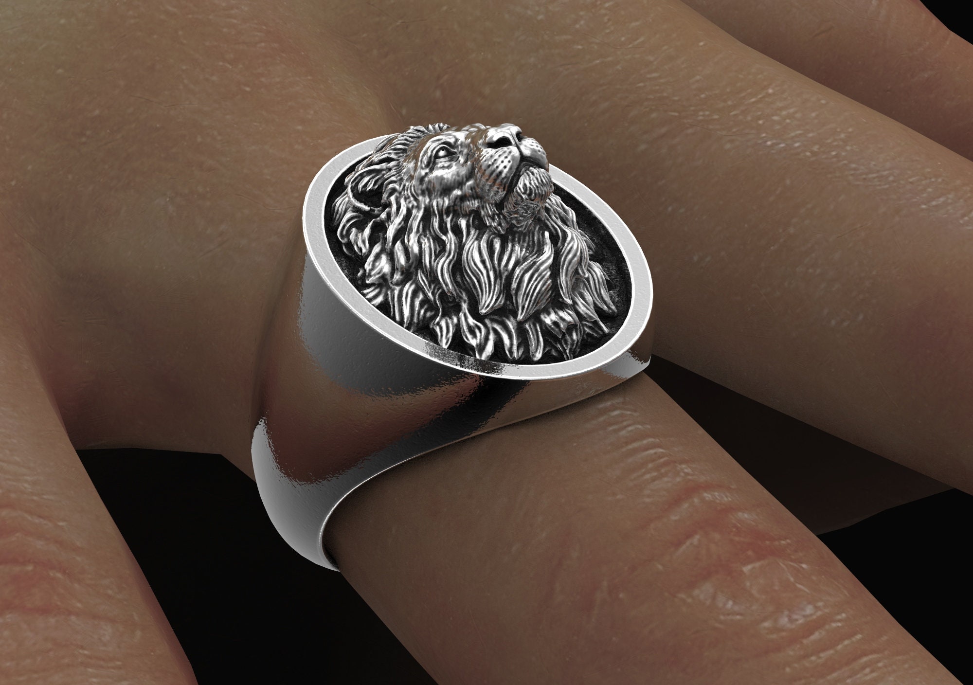 Lion Ring Silver Lion RingWild Lion RingAntique | Etsy