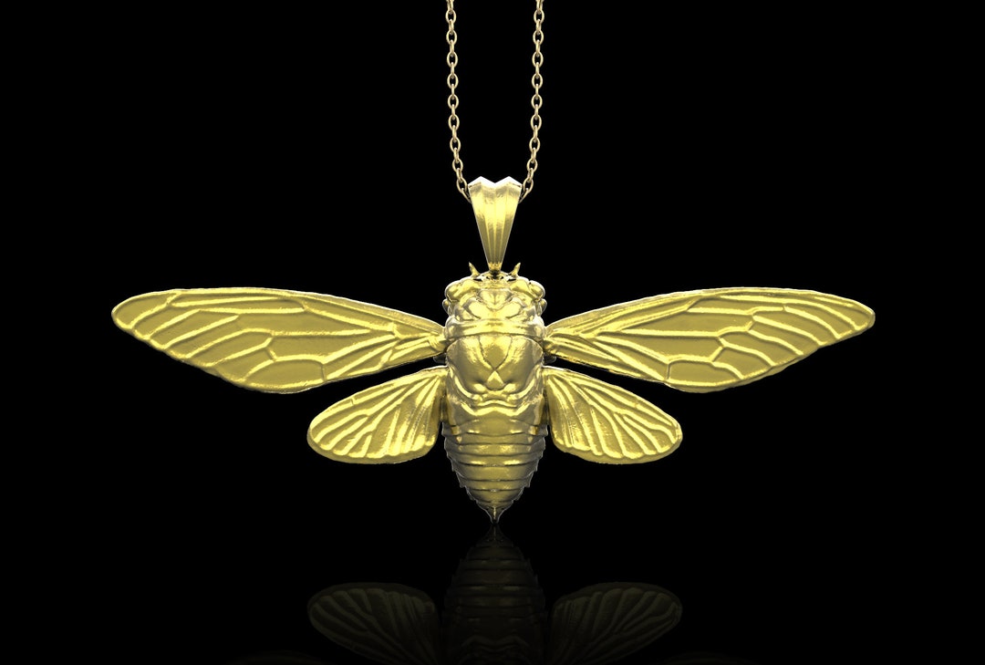 Brass Cicada Necklace Pendant, Cicada Jewelry, Insect Jewelry, Cicada ...