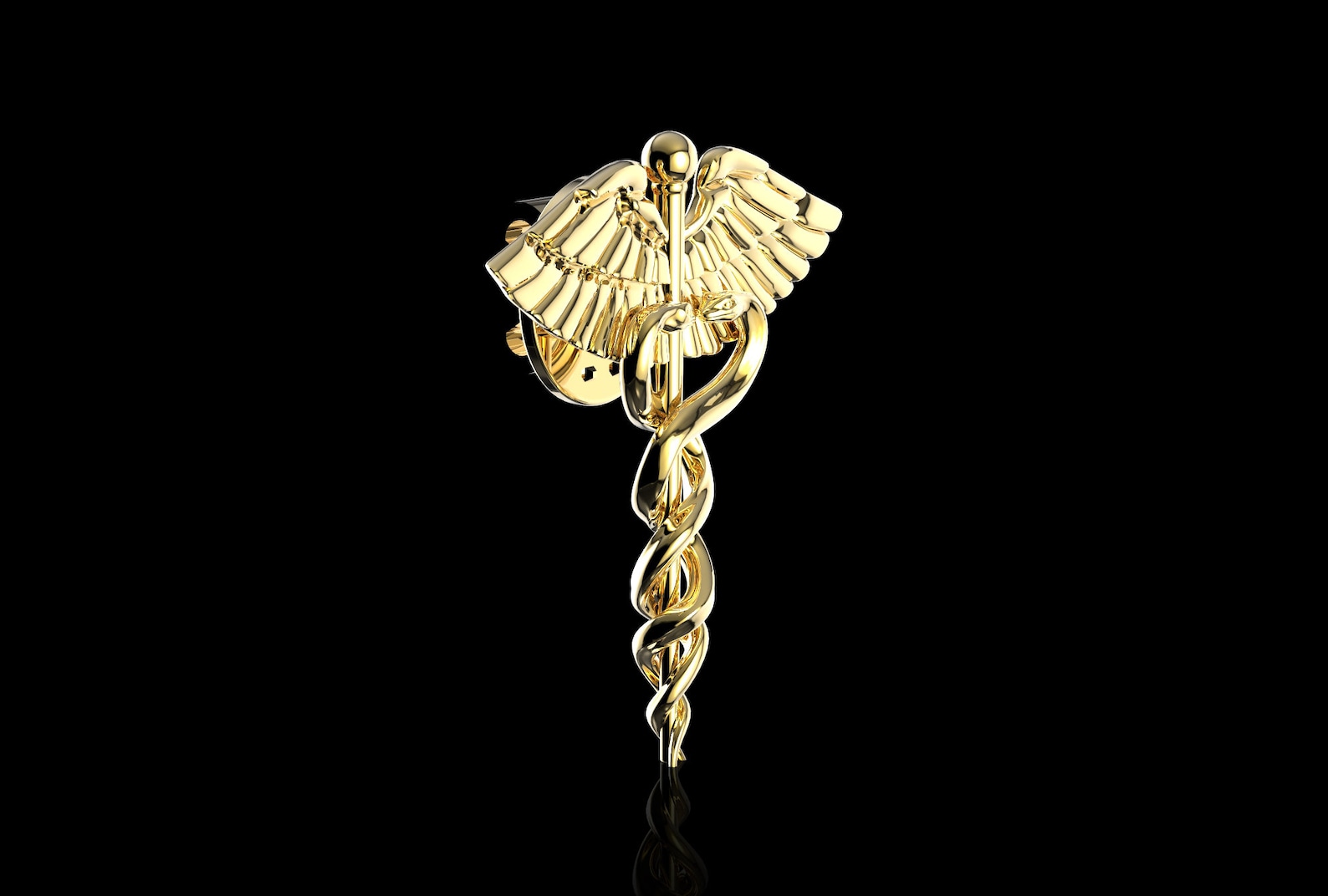 Yellow Gold Plated Caduceus Lapel Pin, Pharmacy Brooch, Gift for Doctor ...