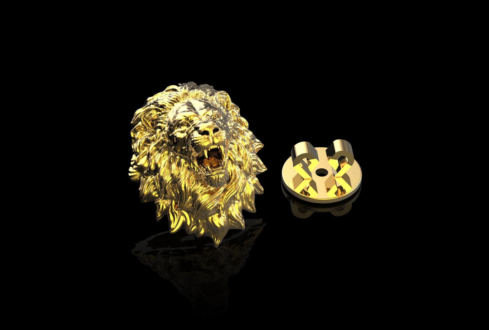 18K Gold Plated Roaring Lion Lapel Pin, Brooch for Suit Lion Jewelry ...