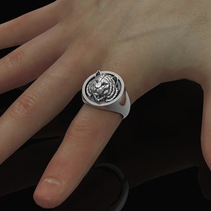 Sterling Silver Tiger Ring Silver Tiger King Ring Tiger - Etsy