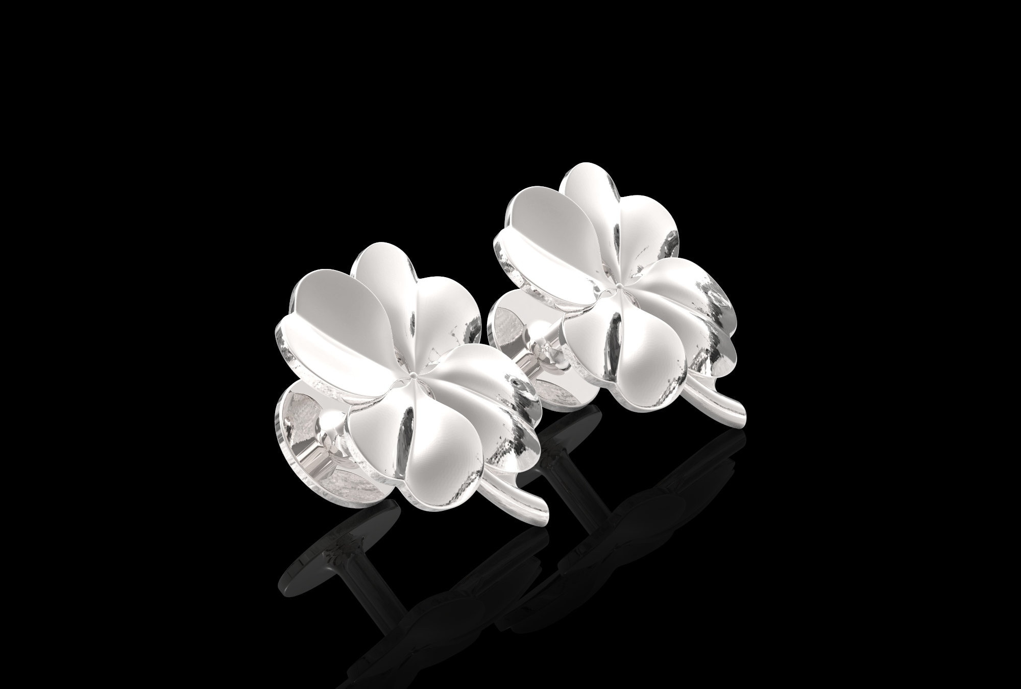 Sterling Silver Clover Four Leaf Cufflinks, Clover Lucky Cufflinks ...