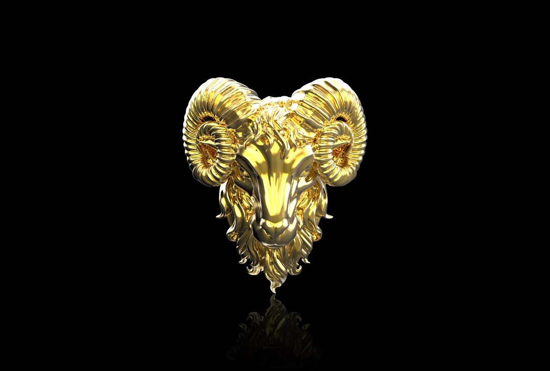 18K Gold Plated Aries Ram Head Lapel Pin, Brooch for Suit Ram Jewelry ...