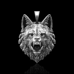 Personalized Large Size Wolf Pendant Necklace, Sterling Silver Wolf ...