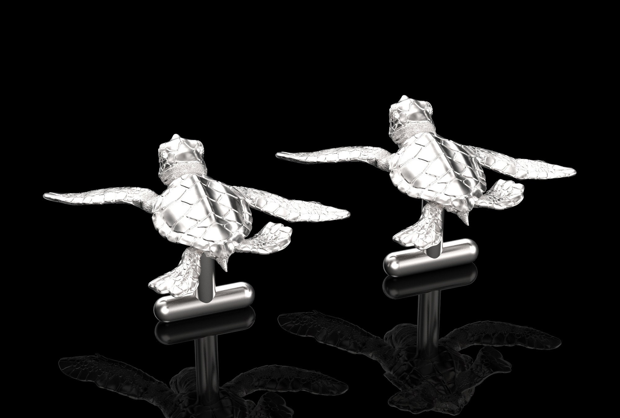 Sterling Silver Baby Sea Turtle Cufflinks, Sealife Cufflinks, Hatchling ...