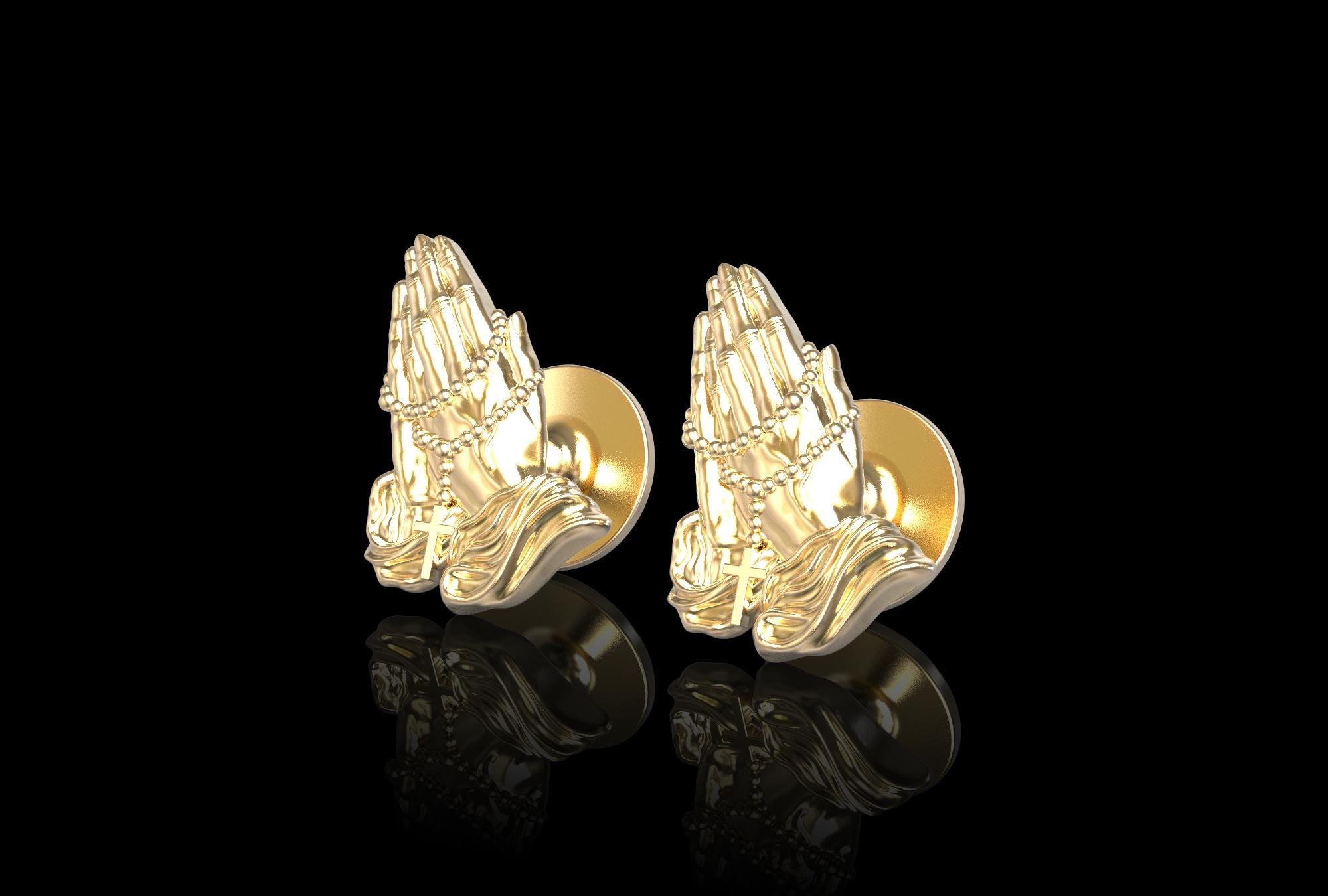 Bronze Praying Hands With Rosary Cufflinks, Protection Cufflinks ...