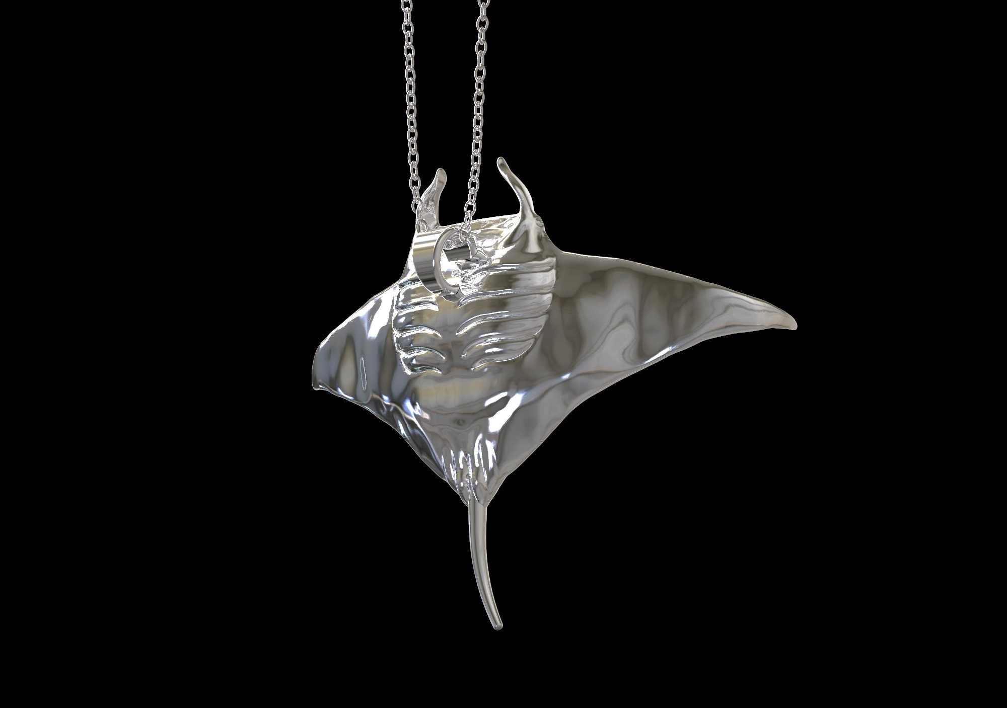 Sterling Silver Manta Ray Necklace Pendant Sea Life Marine - Etsy