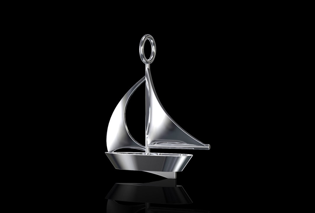 Sterling Silver Sailboat Yacht Boat Nautical Pendant, Boat Yacht Charm ...