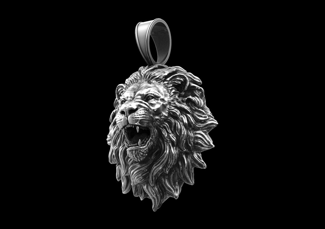 Personalized Big Size Roaring Lion Men Pendant, Angry Lion Pendant for ...