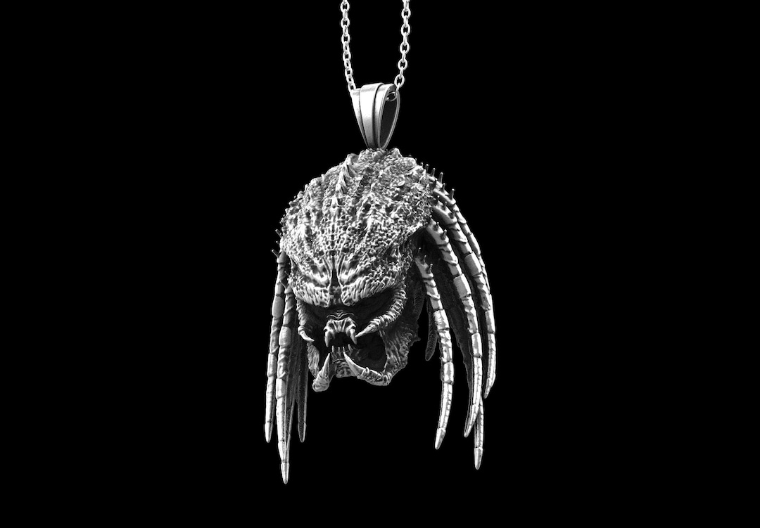 Sterling Silver Predator Pendant, Alien VS Predator Neckalce, Fantasy ...