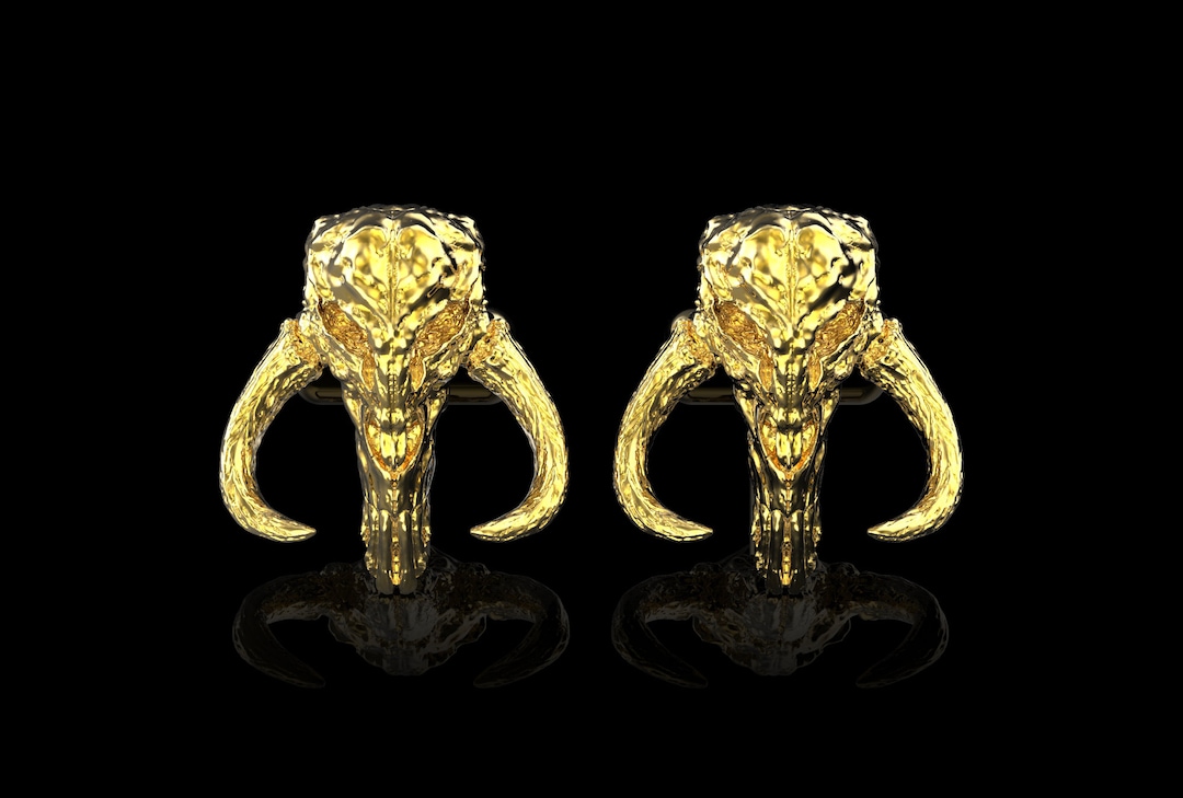 Yellow Gold Plated Star Wars Mandalorian Mythosaur Cufflinks ...