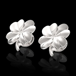 Sterling Silver Clover Four Leaf Cufflinks, Clover Lucky Cufflinks ...