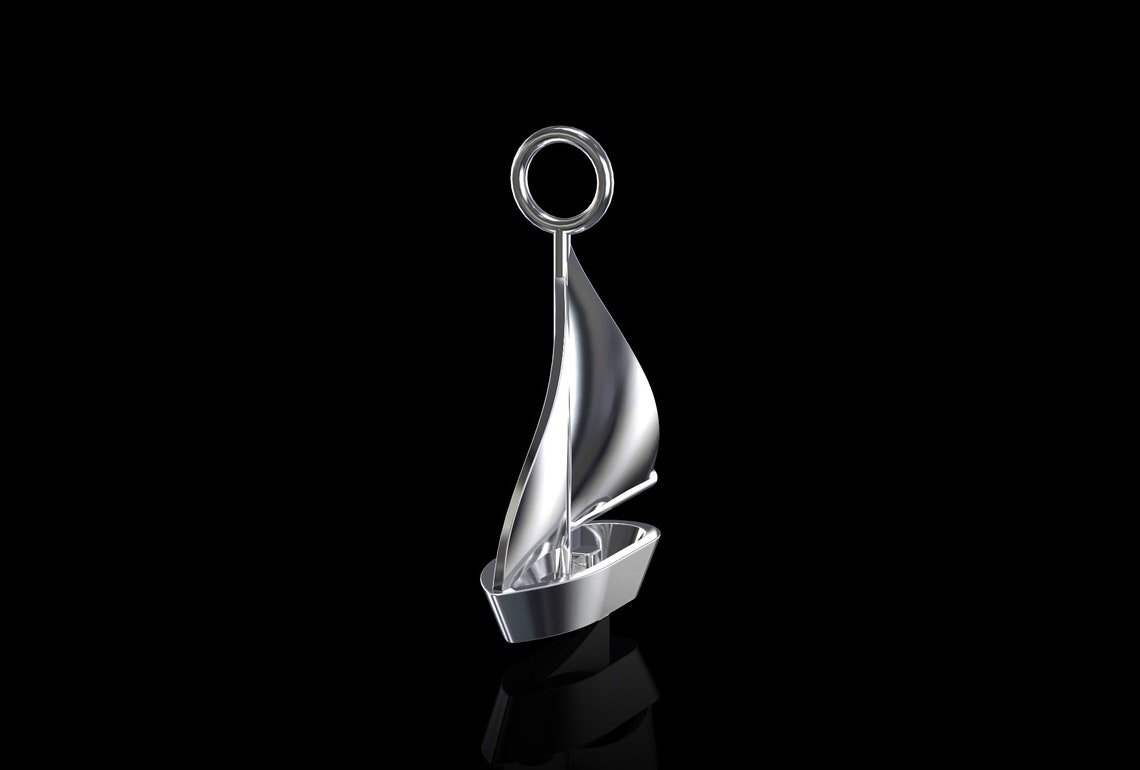 Sterling Silver Sailboat Yacht Boat Nautical Pendant, Boat Yacht Charm ...