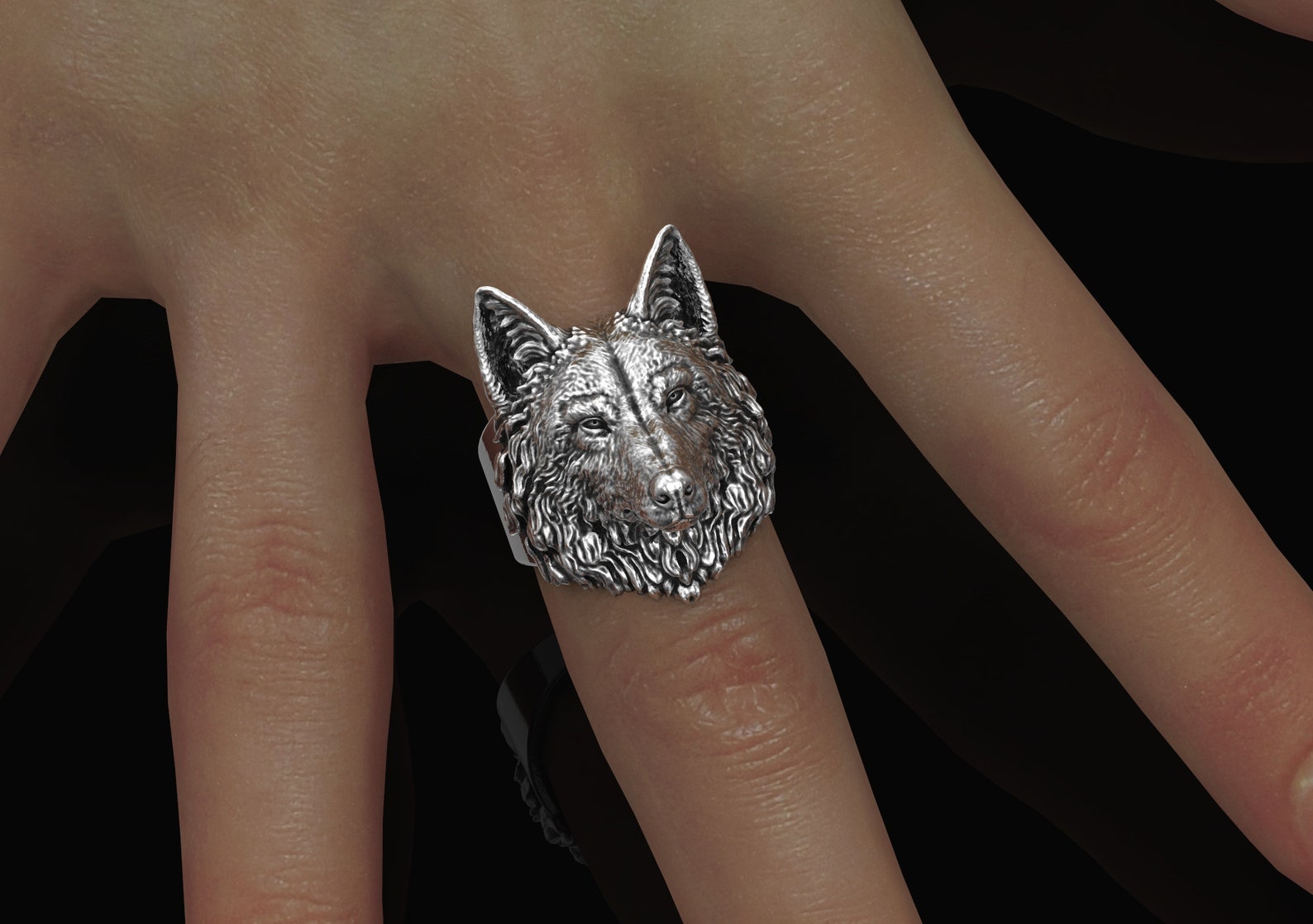 Silver Men Wolf Ring Wolf Sterling Silver Men's Signet | Etsy