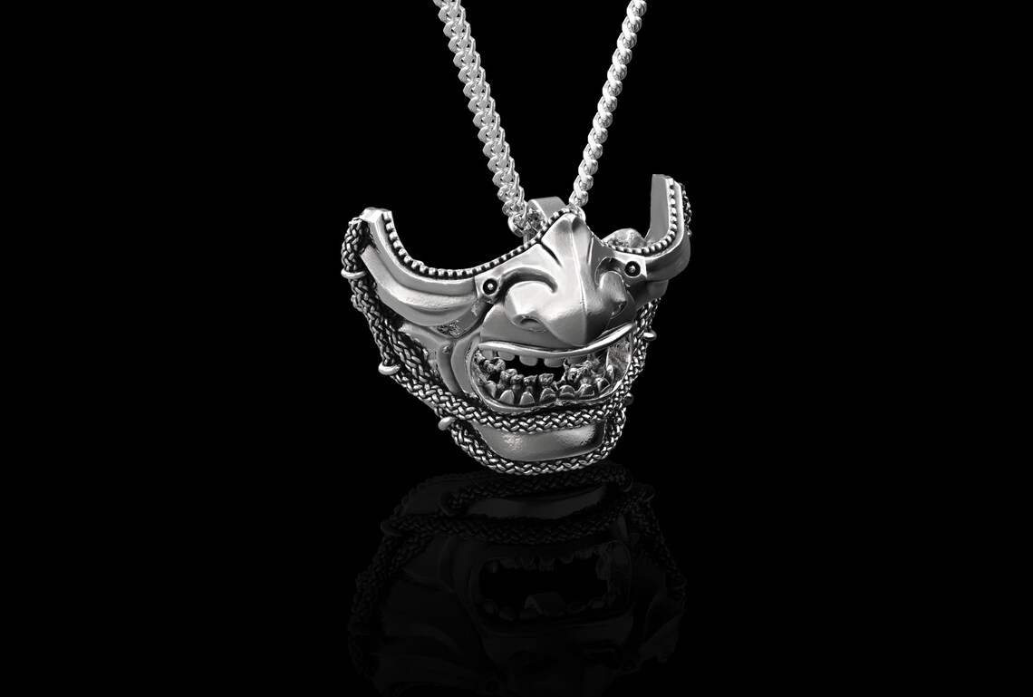 Stering Silver Half Face Samurai Mask Pendant Vintage | Etsy