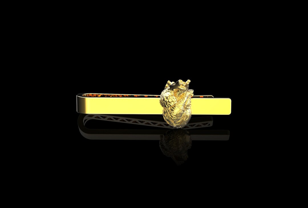 18K Gold Plated Anatomical Human Heart Tie Clip, Engraved Gift for ...