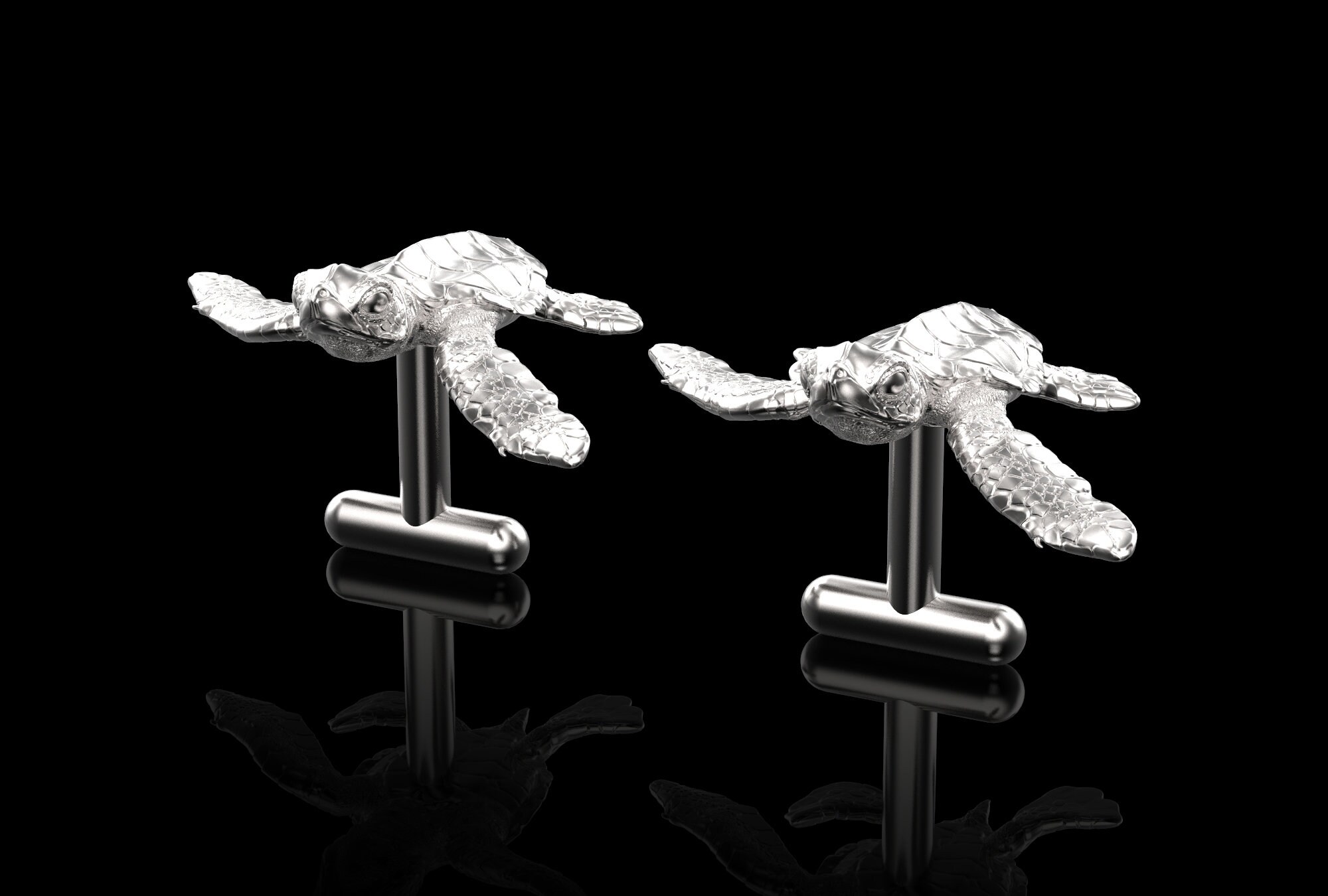 Sterling Silver Baby Sea Turtle Cufflinks, Sealife Cufflinks, Hatchling ...