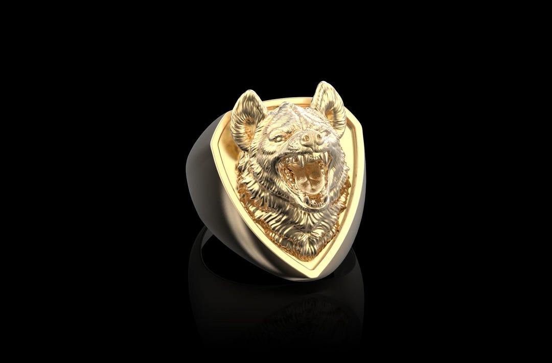 Bronze Angry Hyena Ring, Spotted Hyena Ring, Hyena Jewelry, Safari Wild ...