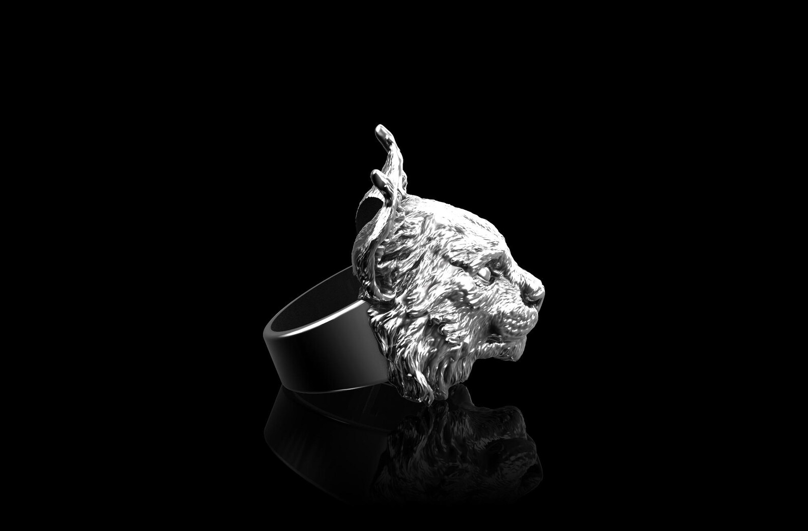 Sterling Silver Bobcat Head Ring, Animal Ring for Man, Bobcat Jewelry ...