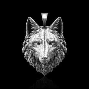 Personalized Large Size Wolf Pendant Necklace, Sterling Silver Wolf ...