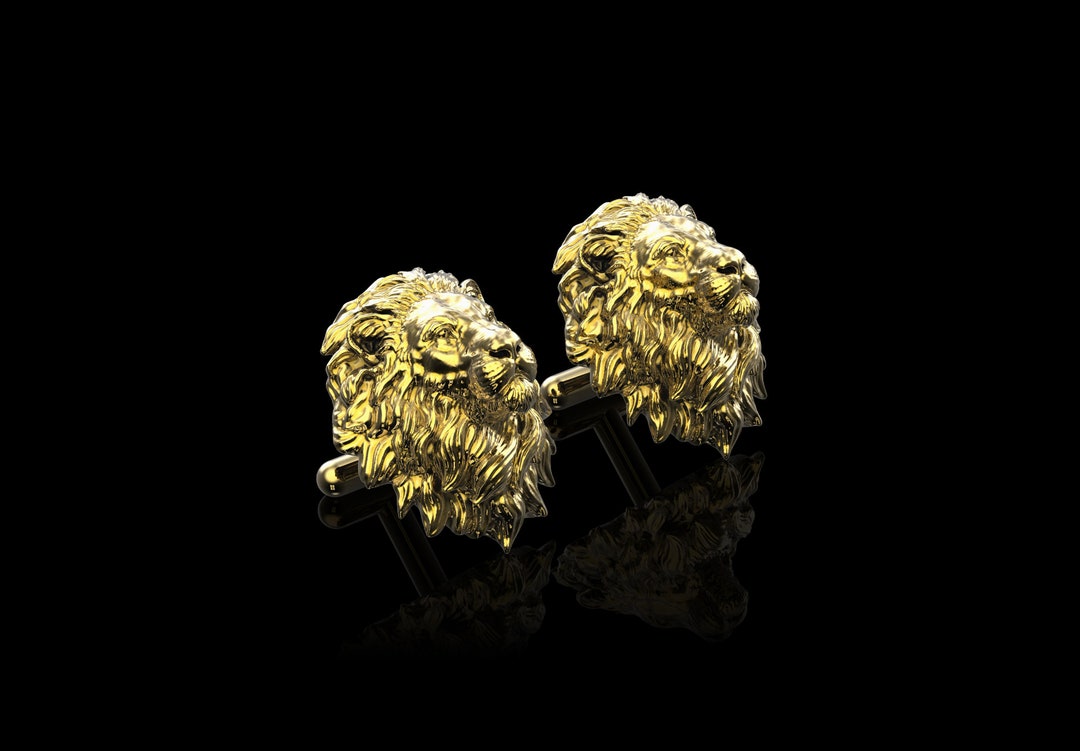 18K Gold Plated Lion Cufflinks, Calm Lion, Lion Lover Item, Lion King ...
