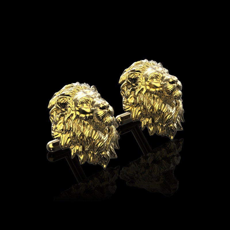 Gold Lion Cufflinks - Etsy