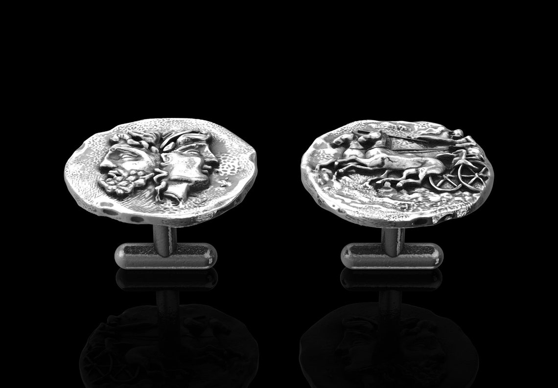 Silver Ancient Coin Cufflinks Old Coin CufflinksGreek Janus | Etsy