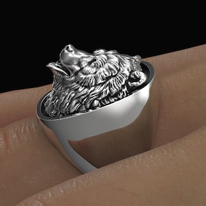 Bear Ring, Bear Silver Ring, Grizzly Bear Ring,bear Ring for Men, Mens ...