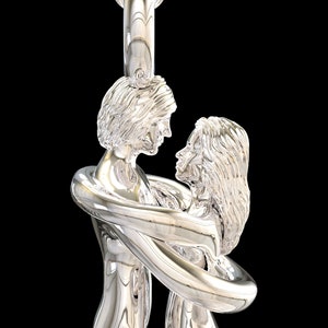 Sterling Silver Couple Lovers Hug Pendant Trendy Necklace for Women Men ...