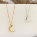 Dainty Sterling Silver Half Moon Necklace: Crescent Charm, Layering ...