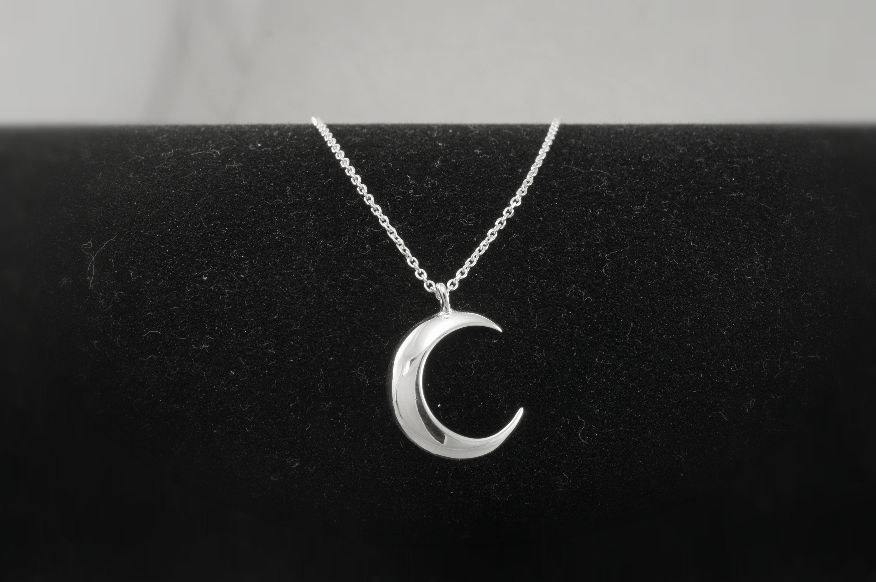Tiny Half Moon Necklace Sterling Silver Silver Crescent | Etsy