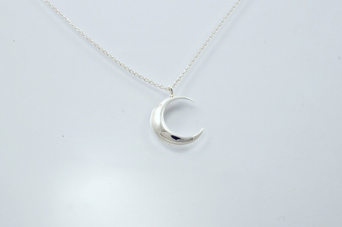 Tiny Half Moon Necklace Sterling Silver Silver Crescent | Etsy