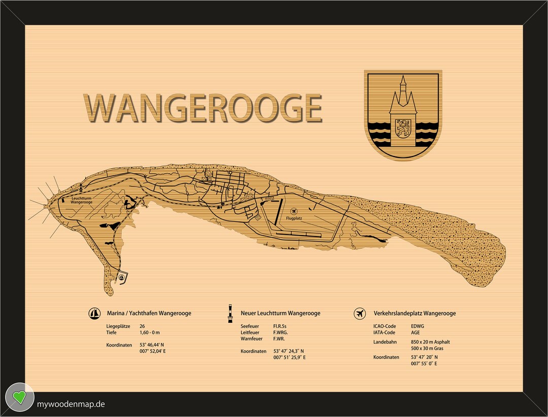 Wooden Map 'wangerooge' - Etsy