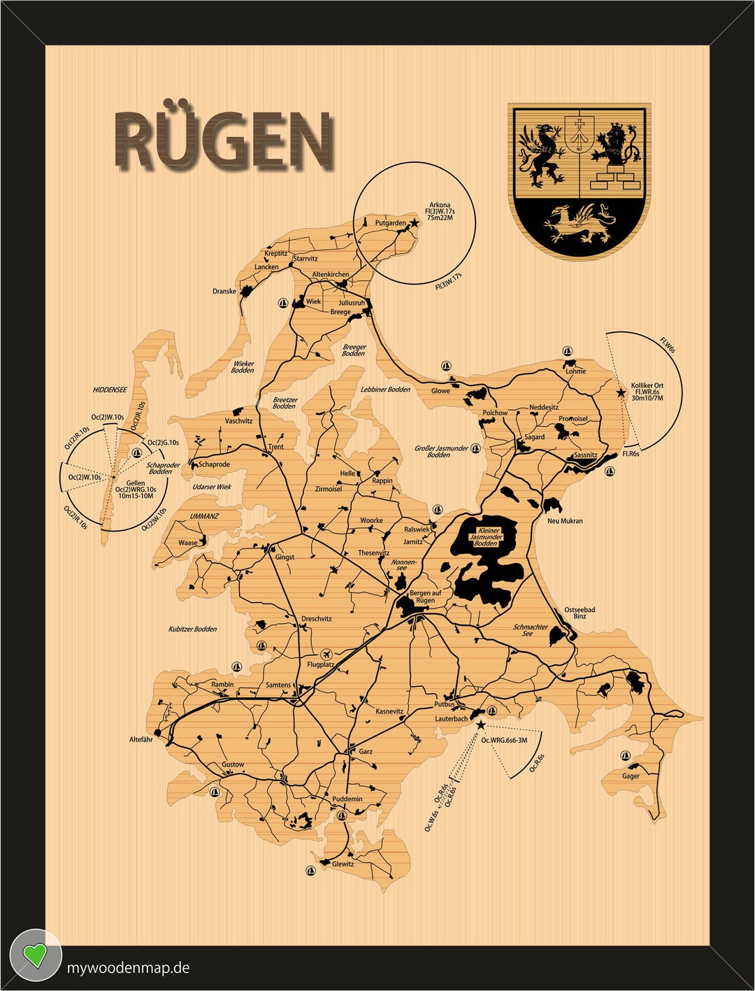 Wooden Map 'ruegen' - Etsy