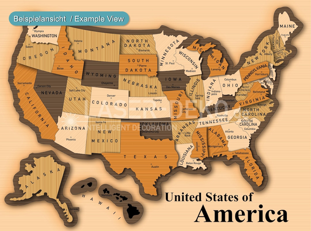 Map of the USA: Digital Download for Laser Cutters, Cutters, Plotters ...
