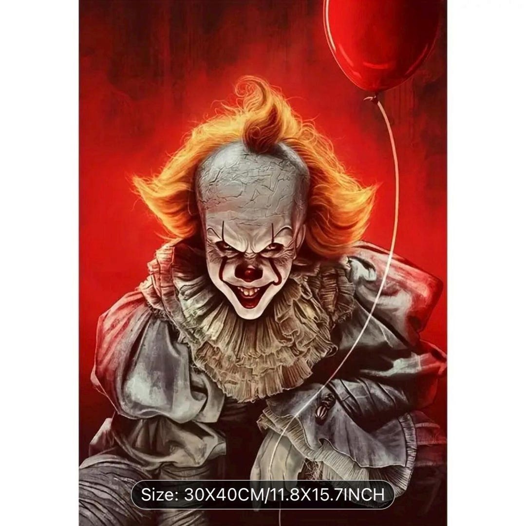 Scary Clown 5D Diamond Painting Kit: Halloween Home Decor (11”x15 ...