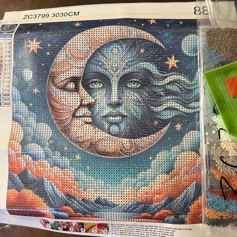Moon and Wind DIY Diamond Art Kit: Round Drill, 12” Canvas - Etsy
