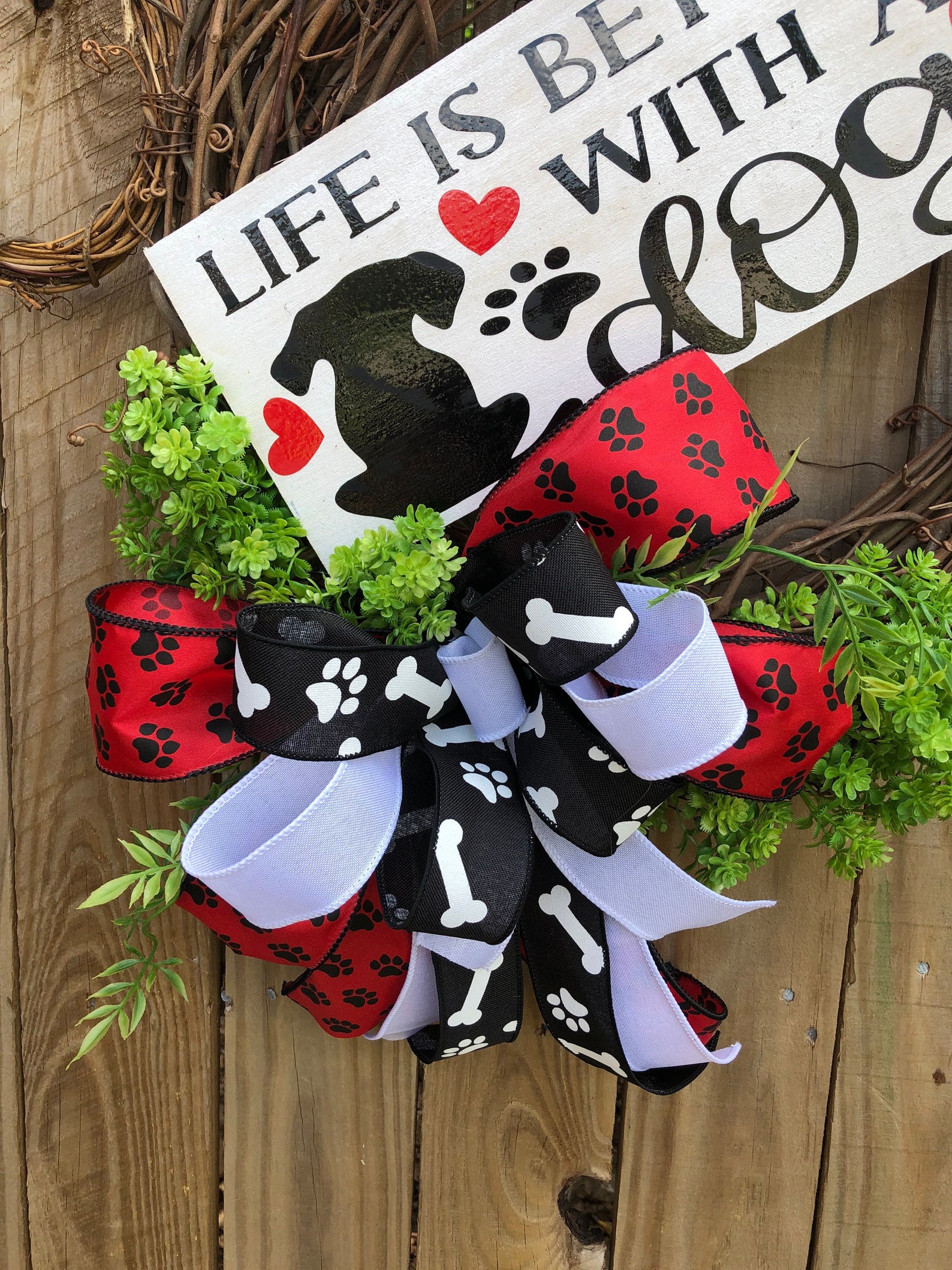 Dog Paw Decor Wreath for Front Door Everyday Wreath Dog Paw - Etsy