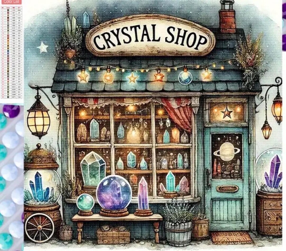 Crystal Store DIY Diamond Art Kit: Main Street Shops Cartoon Painting ...