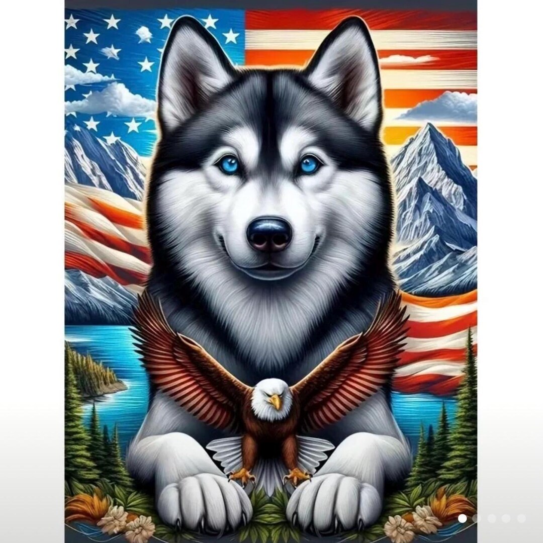 Siberian Husky Diamond Art Kit: American Eagle 5D DIY Craft - Etsy