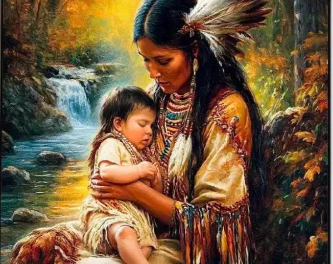 Native American Mother and Child 5D DIY Diamond Art Kit, for Beginners ...