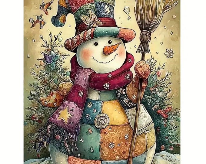 Quilted Snowman DIY Diamond Art Kit: 15”x11” Christmas Canvas - Etsy